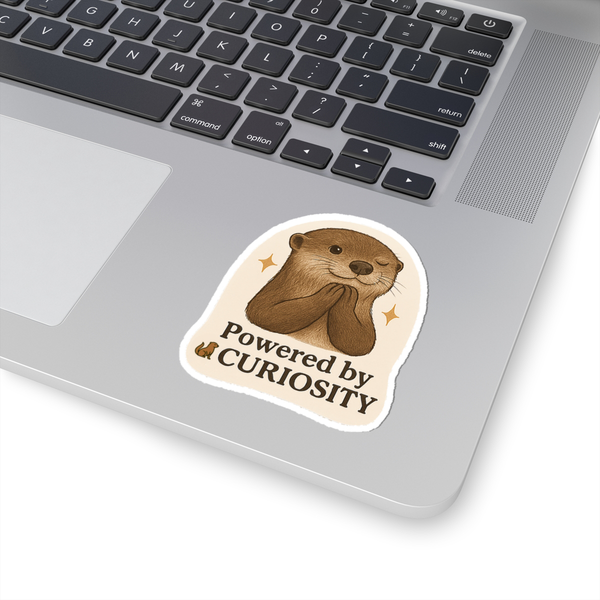 Powered by Curiosity Otter Sticker — Cute Waterproof Kiss-Cut Vinyl St ...
